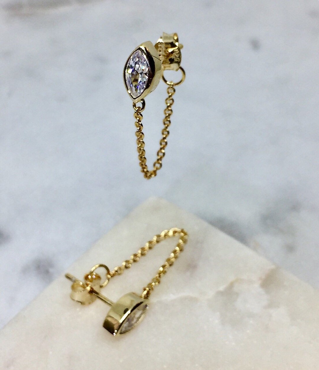 Chain Stud Earrings - Chain Loop Earrings - Threader Earrings - Chain ...