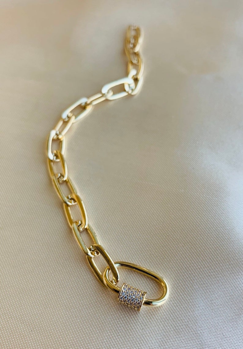 Link Chain Bracelet Carabiner Lock Bracelet Chain Lock | Etsy