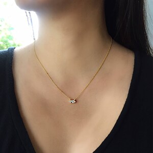 Minimalist Necklace - Gold Chain Necklace - Tiny Charm Necklace - CZ ...