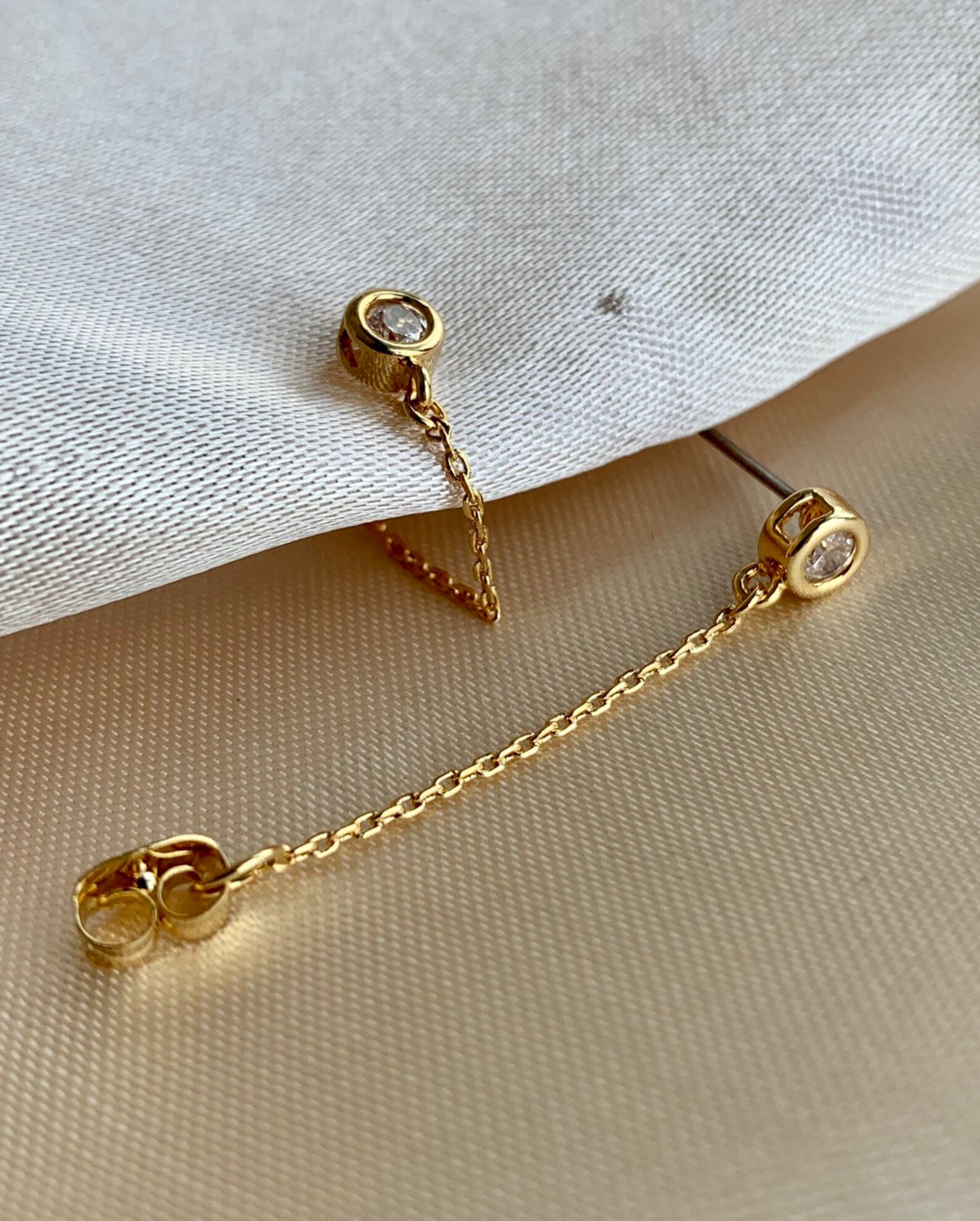 Chain Stud Earrings Threader Earrings Simple Chain | Etsy