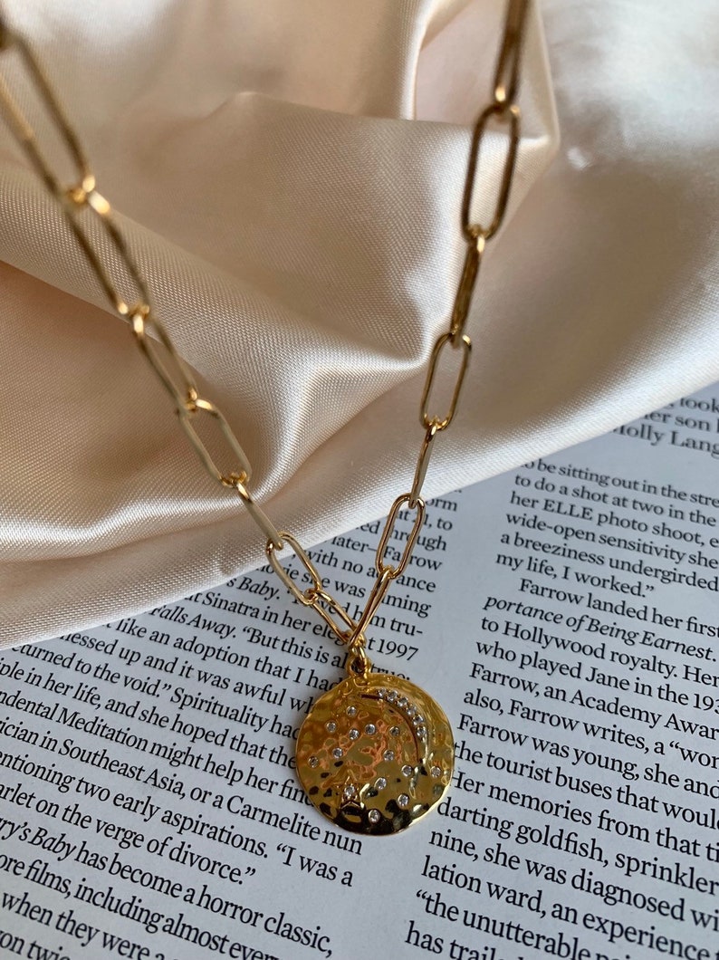 Paper Link Charm Necklace Chunky Paper Clip Link Necklace - Etsy