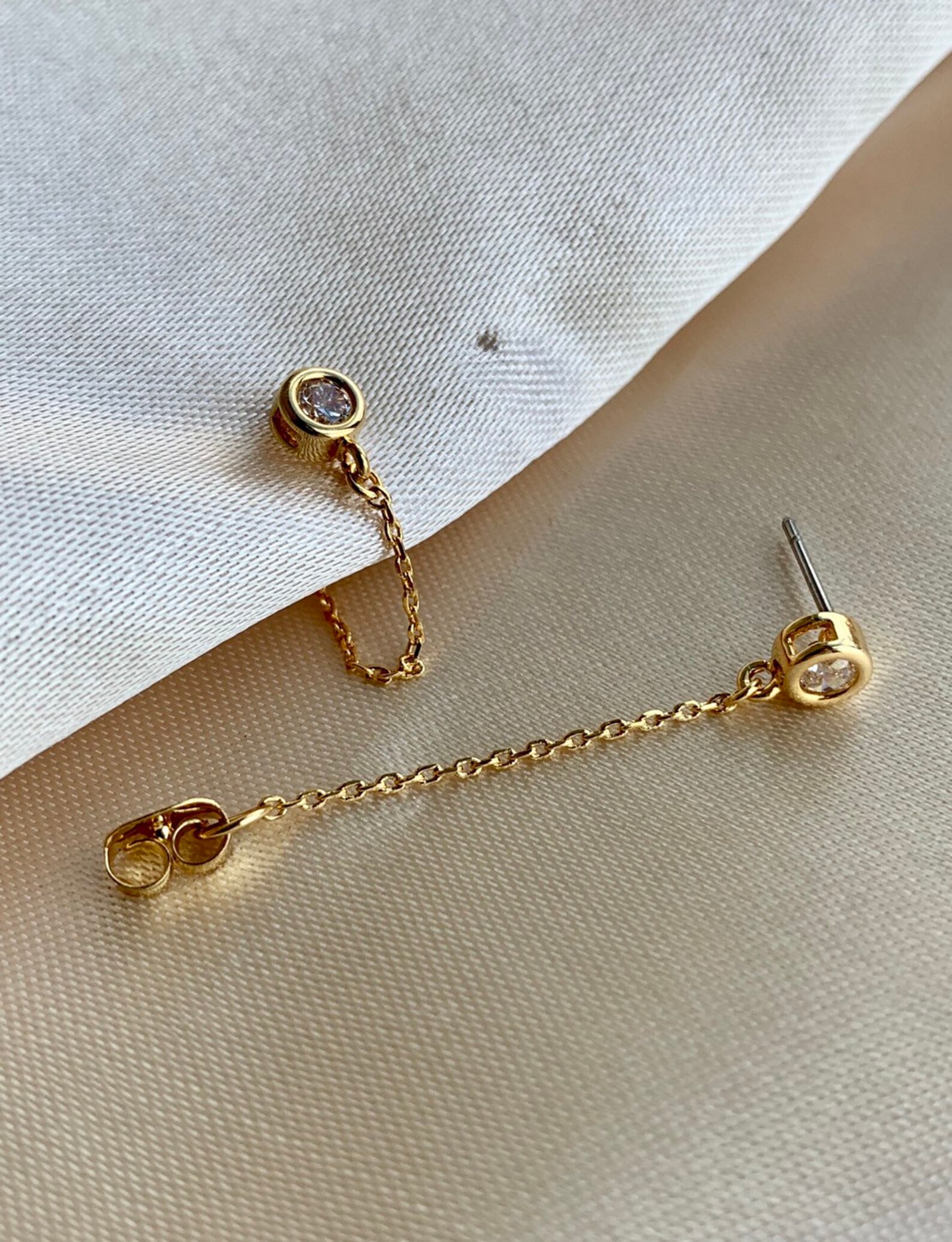 Chain Stud Earrings Threader Earrings Simple Chain | Etsy