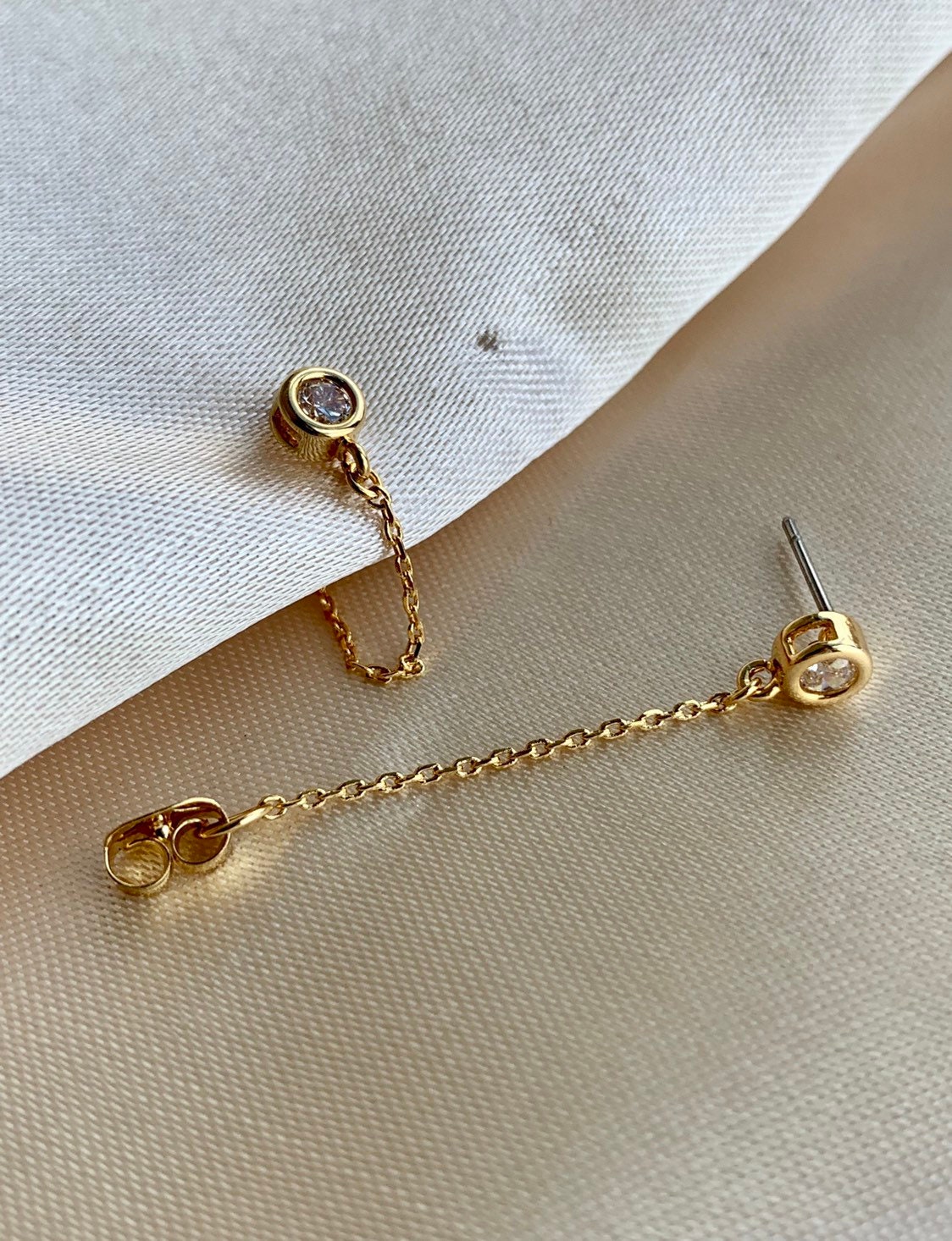 Chain Stud Earrings Threader Earrings Simple Chain | Etsy