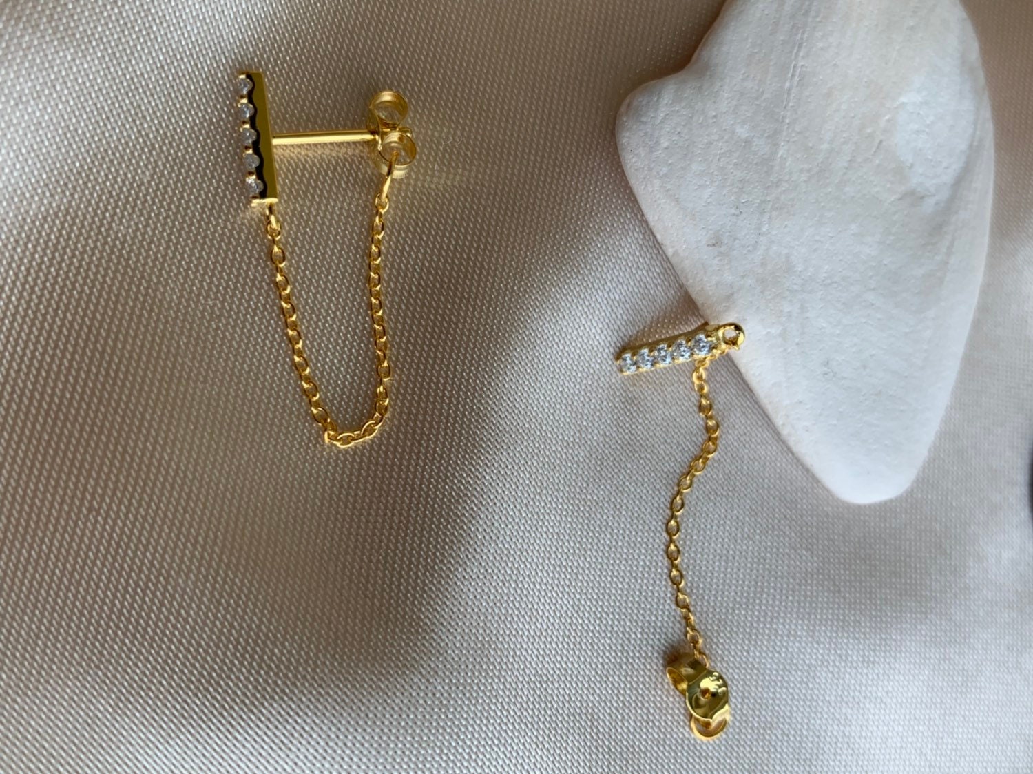 Chain Stud Earrings Gold Chain Earrings Dangle Earrings | Etsy