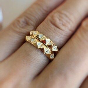 Pyramid Ring - Statement Ring - Spike Ring - Stud Ring - Geometric Ring - Stacking Ring ...