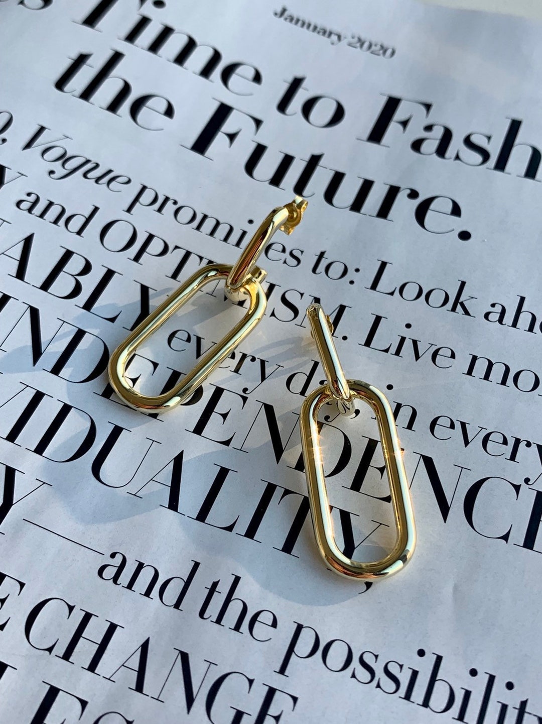 Gold Thick Chain Earrings - Chain Link Earrings - Gold Dangle Earrings ...