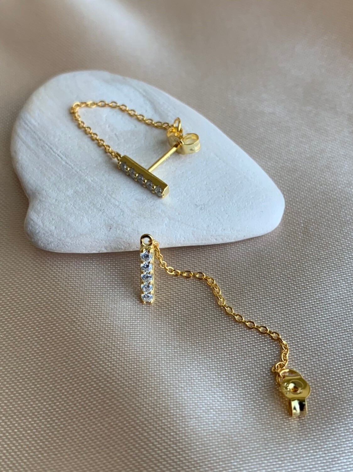 Chain Stud Earrings Gold Chain Earrings Dangle Earrings | Etsy