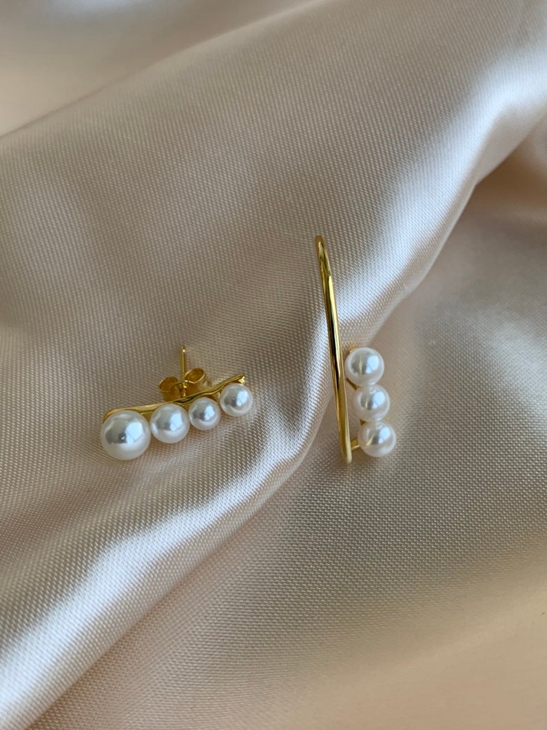 Ear Cuff Pearl Earrings Pearl Ear Cuff Suspender - Etsy
