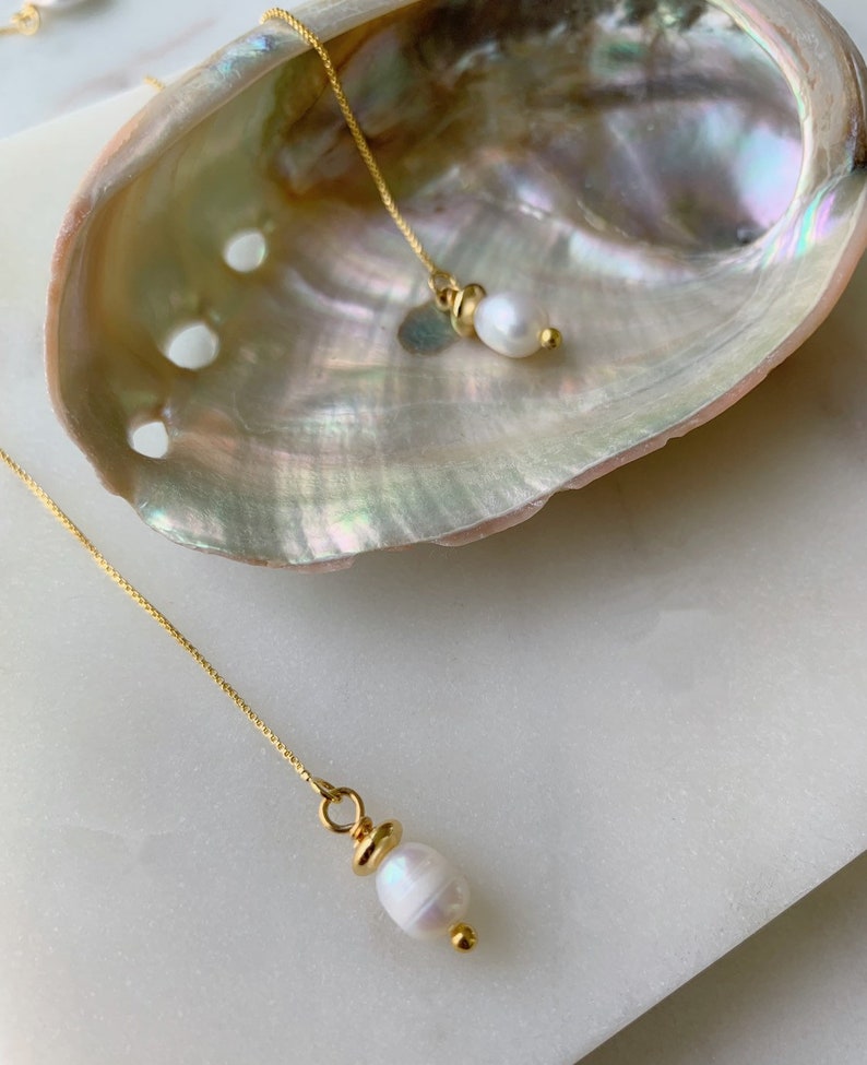 Pearl Thread Earrings Baroque Pearl Earrings Pearl Chain | Etsy