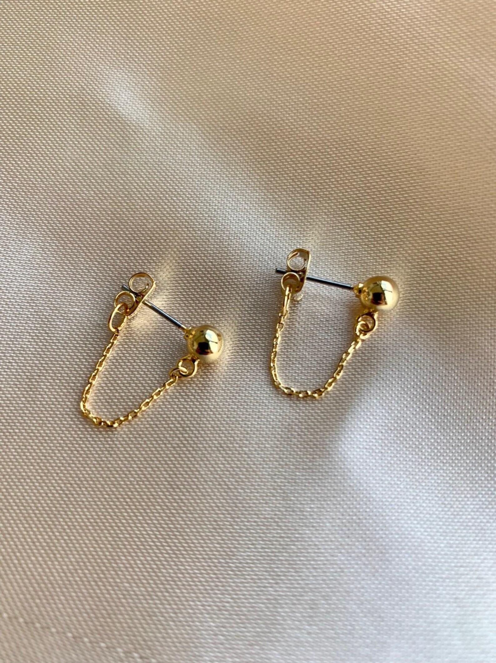 Chain Stud Earrings Threader Earrings Simple Chain | Etsy