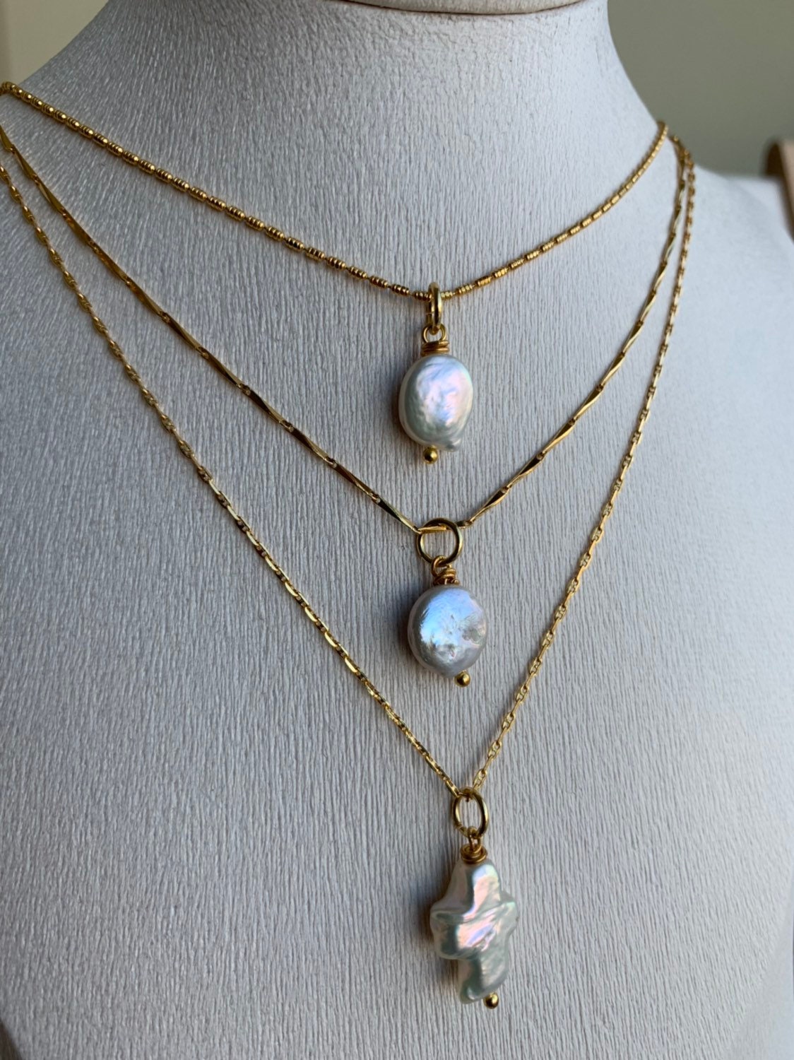 Pearl Necklace Dainty Pearl Necklace Layered Pearl | Etsy