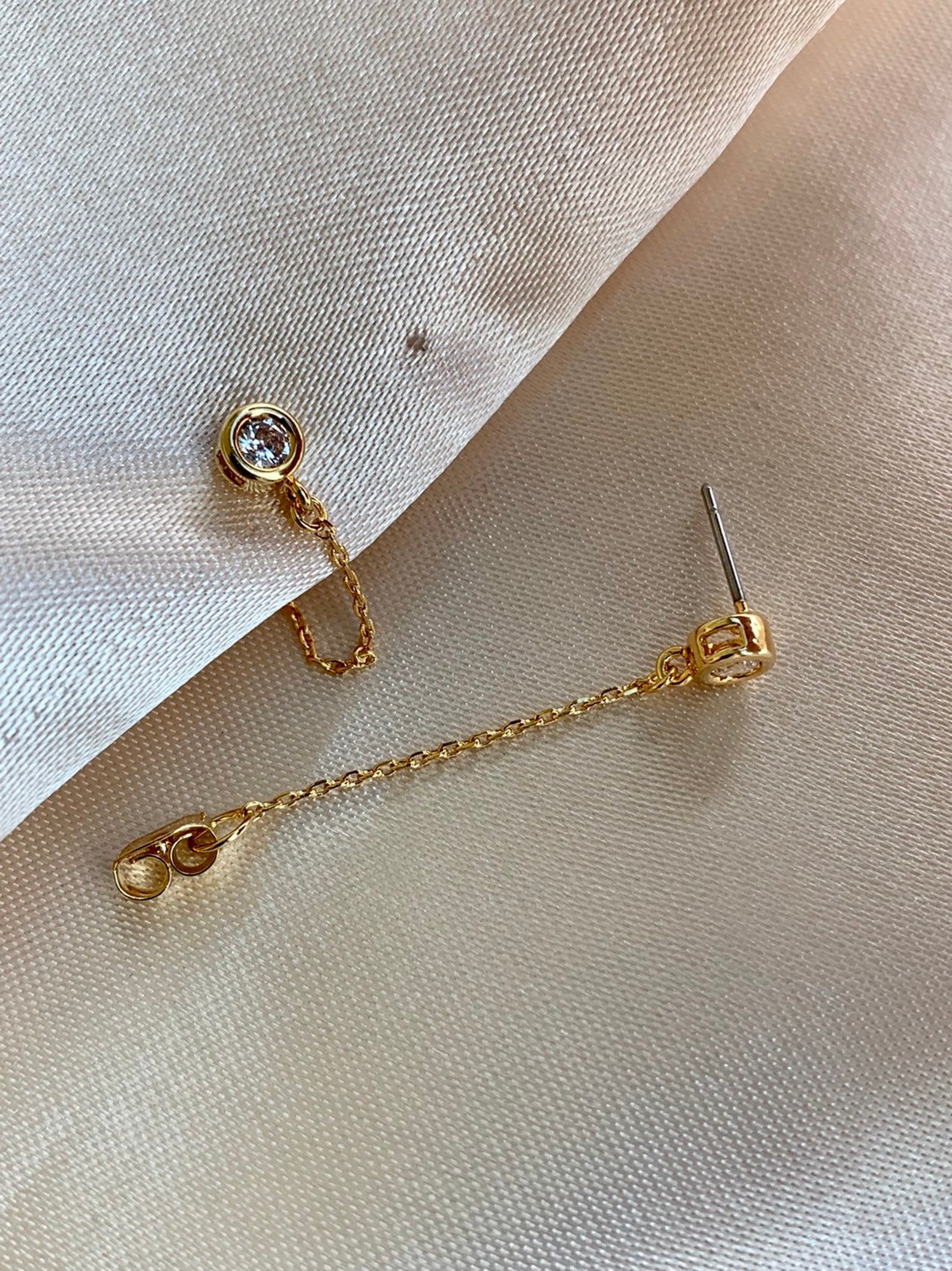 Chain Stud Earrings Threader Earrings Simple Chain | Etsy