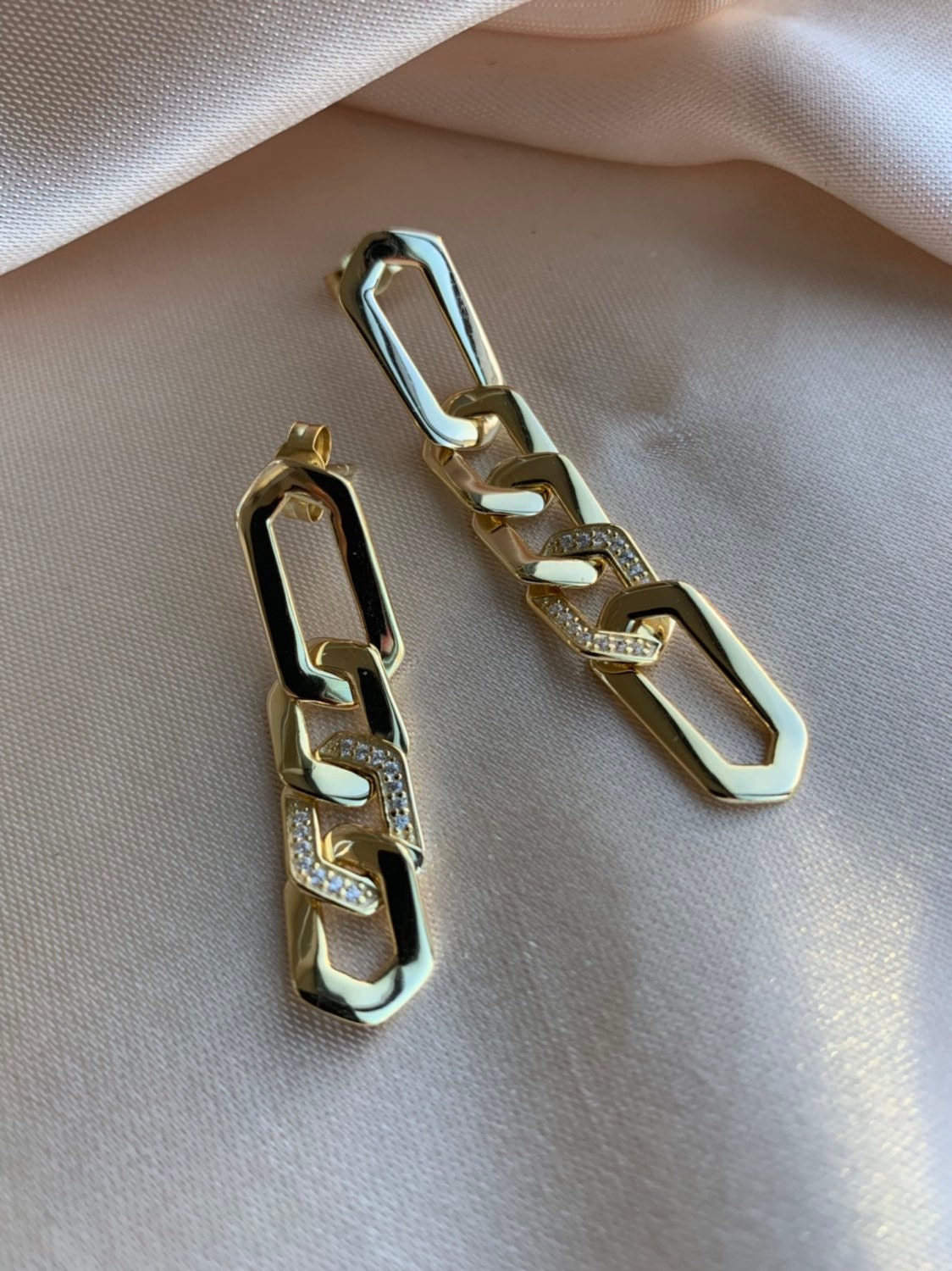 Chain Link Earrings Statement Earrings Chain Earrings | Etsy