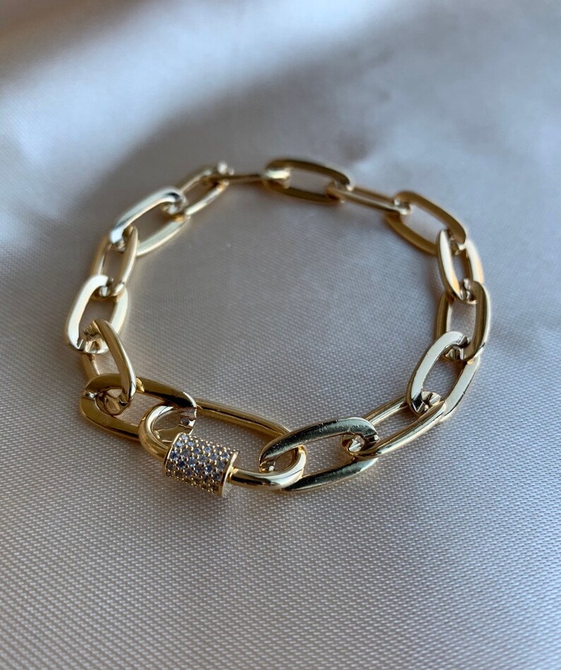 Link Chain Bracelet Carabiner Lock Bracelet Chain Lock | Etsy