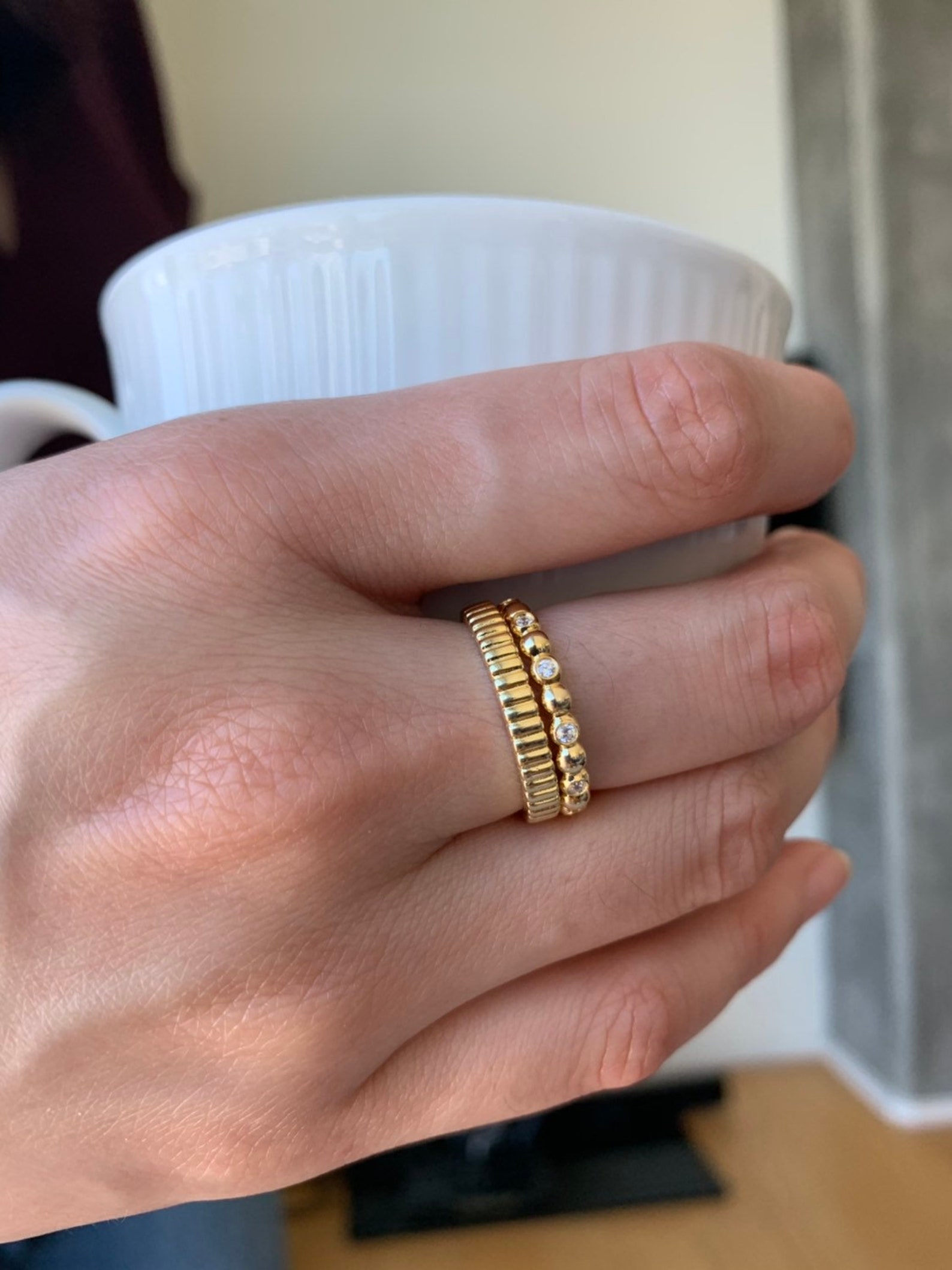 Dot Stacking Stone Ring Dainty Diamond Ring Dotted Ring | Etsy