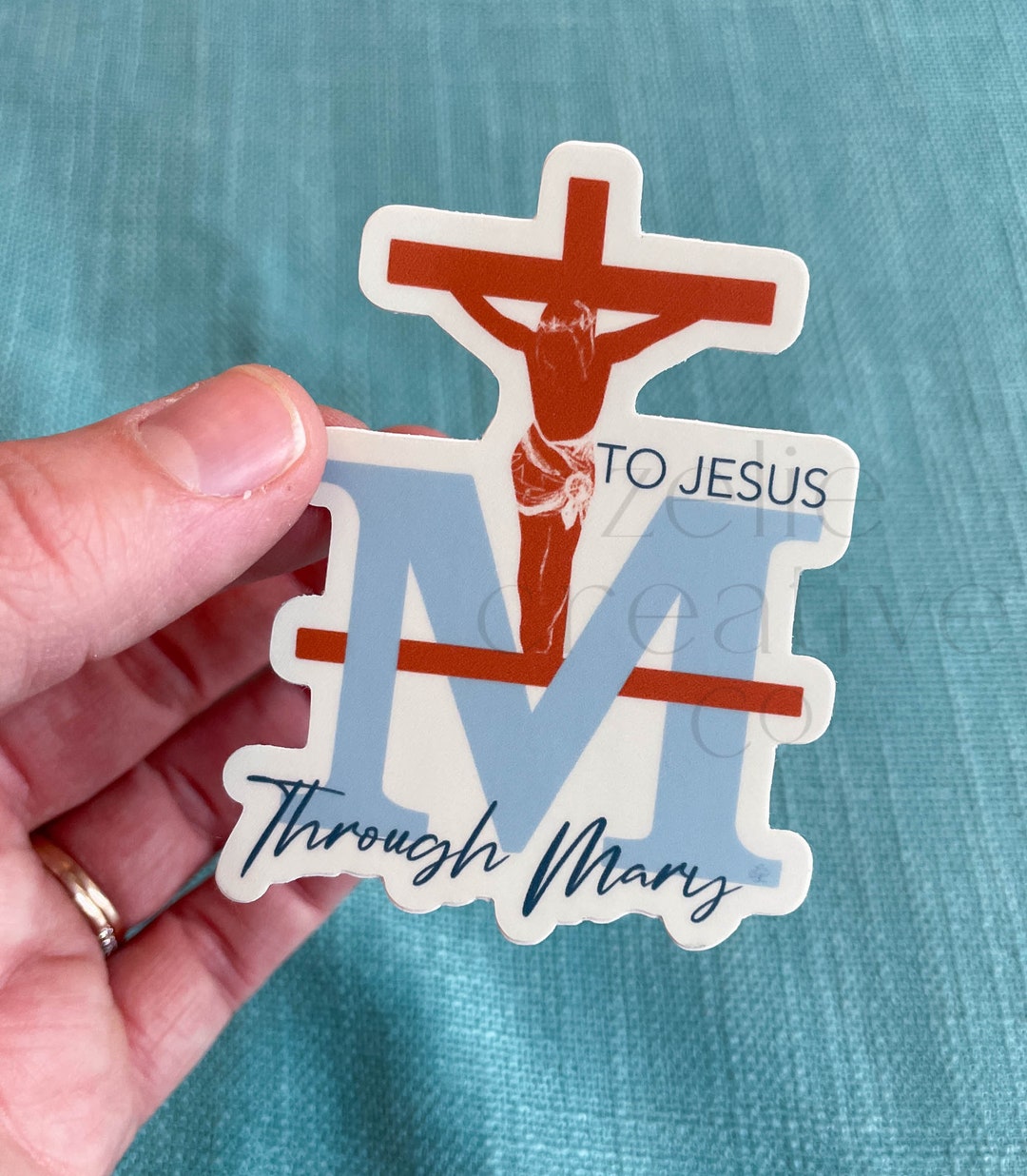 To Jesus Through Mary Crucifix Sticker, TJM Catholic Waterproof Vinyl ...