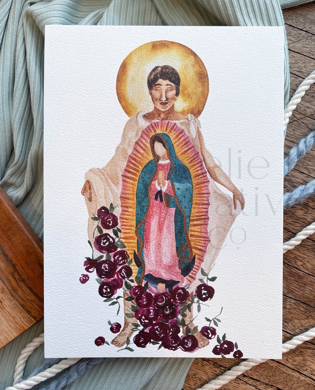 St. Juan Diego With Our Lady of Guadalupe Watercolor Print - Etsy
