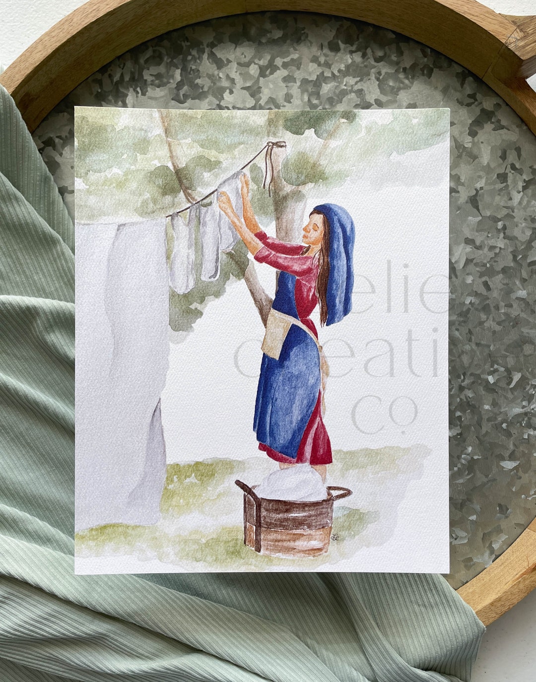Mary's Work | Mother Mary Doing Chores | Mary Hanging Laundry Print ...
