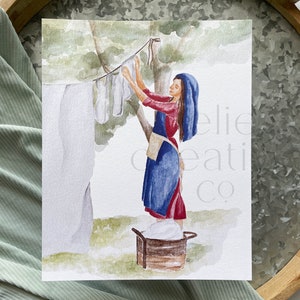 Mary's Work | Mother Mary Doing Chores | Mary Hanging Laundry Print ...