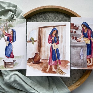 Mary's Work | Mother Mary Doing Chores | Mary Washing Dishes Print ...