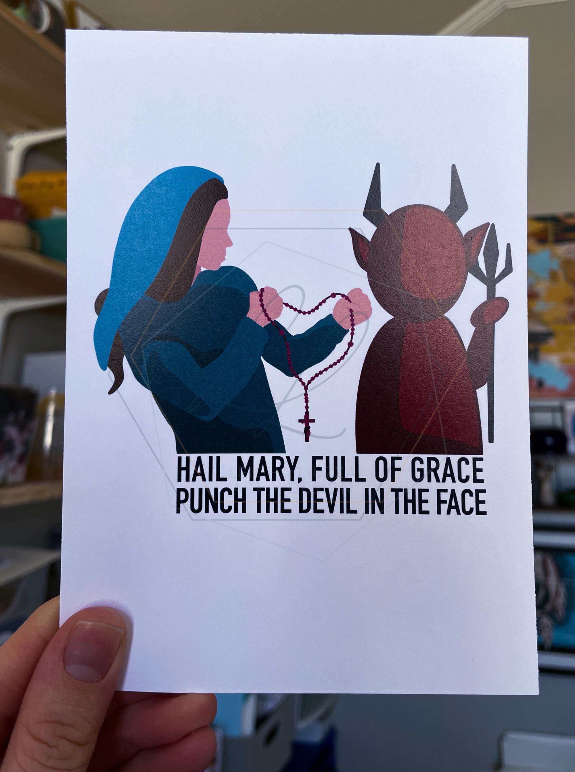 Hail Mary Full of Grace Punch the Devil in the Face MARY Vs. | Etsy