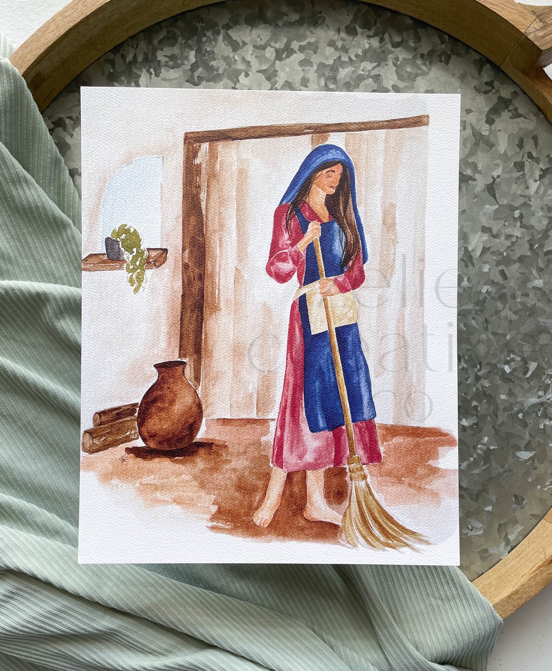 Mary's Work | Mother Mary Doing Chores | Mary Sweeping Print | Catholic ...