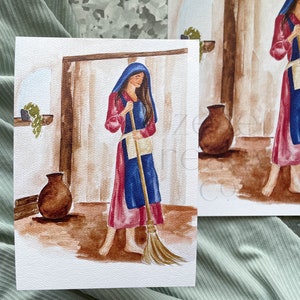 Mary's Work | Mother Mary Doing Chores | Mary Sweeping Print | Catholic ...