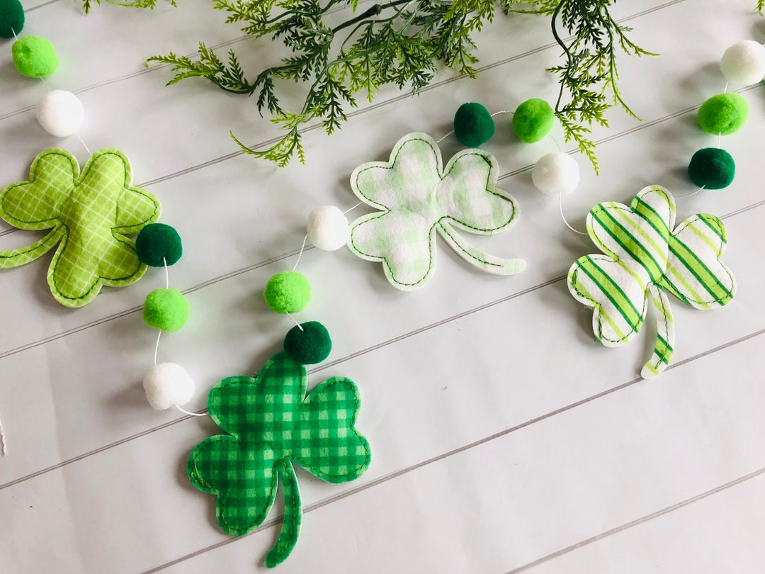 St Patricks Day Garland/st Patricks Fabric Clovers/felt Clover Garland ...