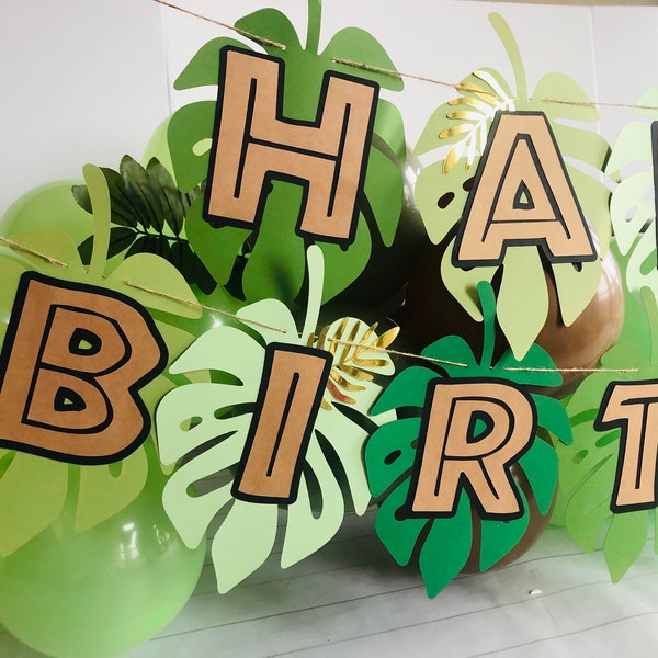 Happy Birthday Jungle Banner - Etsy