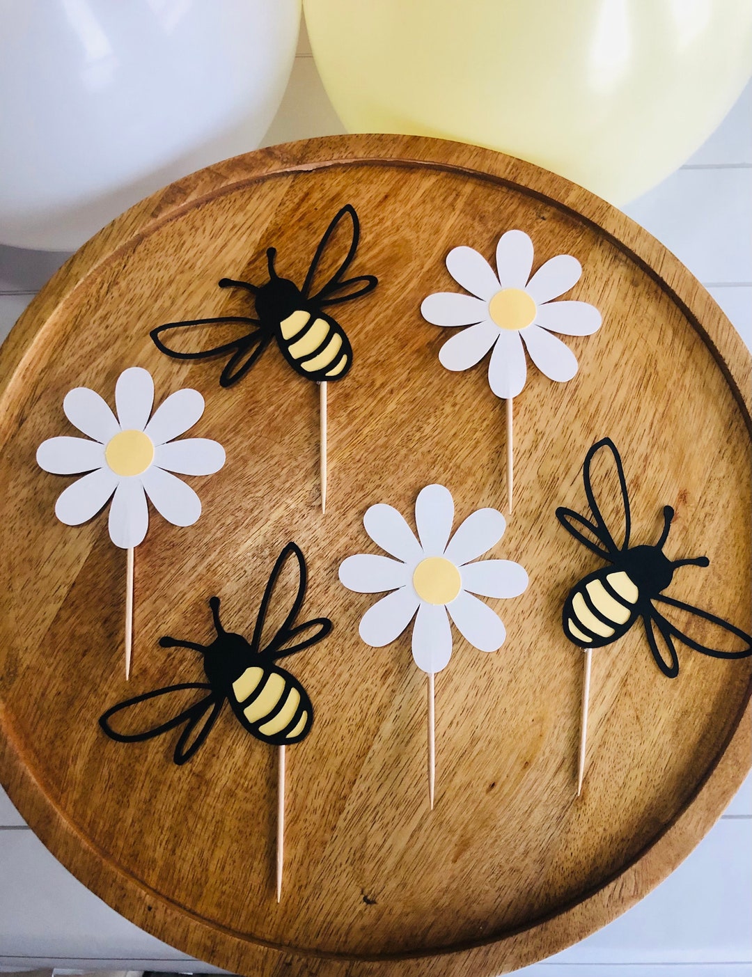 Bee and Sunflower Cupcake Toppers/bee Birthday Party/sunflower Birthday ...