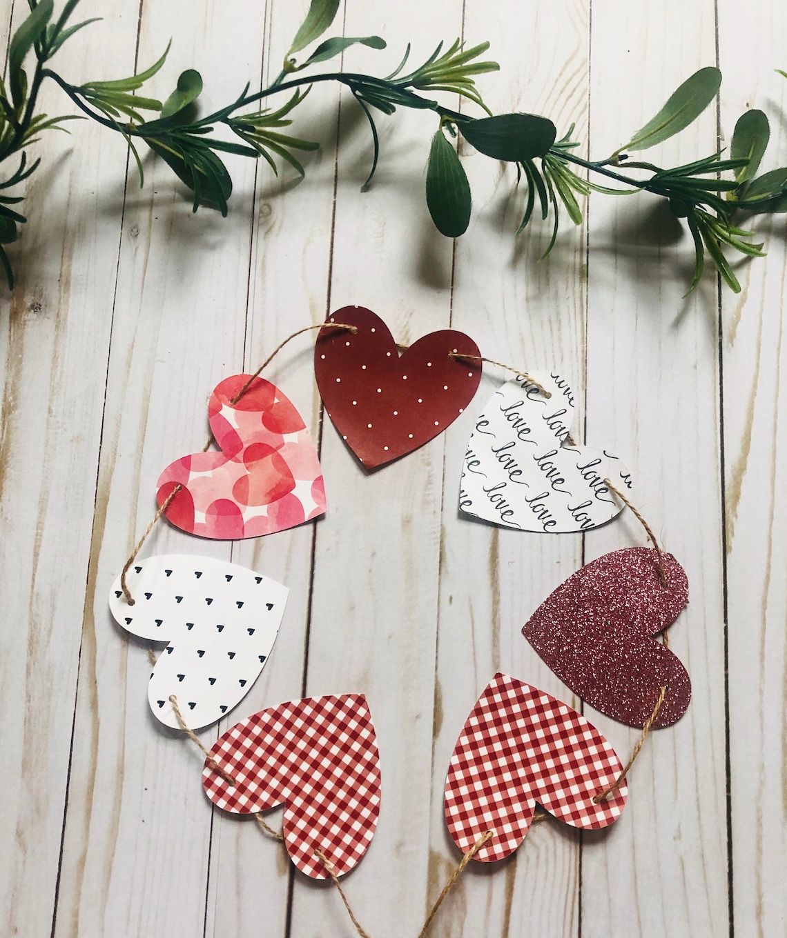 Heart garland/Valentine heart banner/Valentines day | Etsy