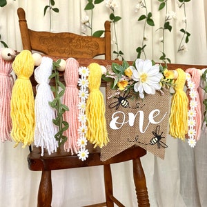 Boho Bee Pink Highchair Banner-boho First Bee-day so Sweet to Bee One ...