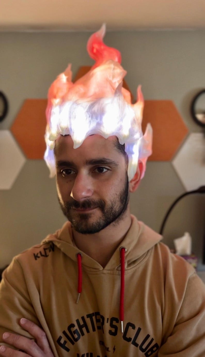 LED Flaming Wig Headpiece - Flaming Hair Effect - Etsy