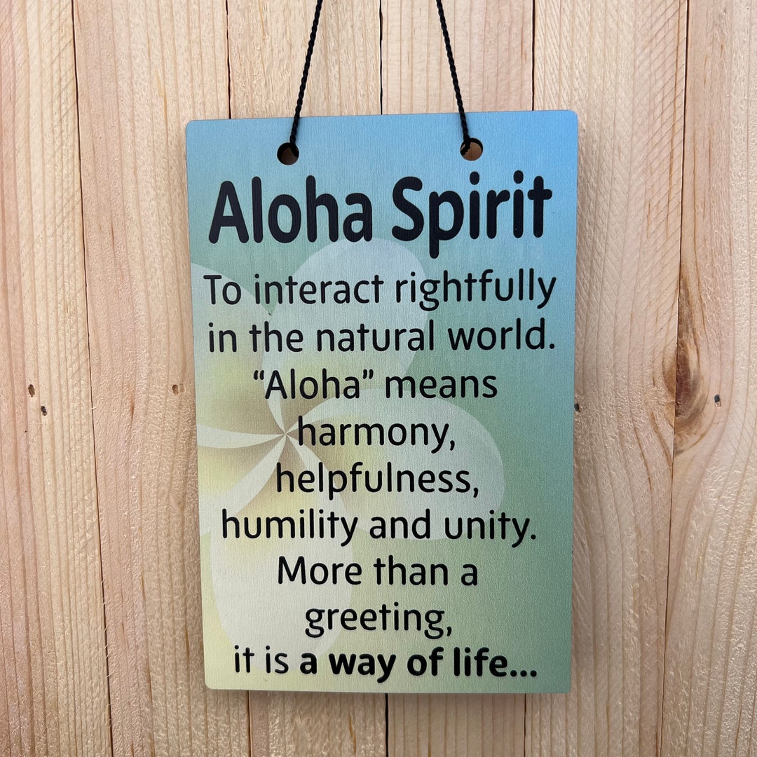 Aloha Spirit Wall Tag Hawaiian Saying Wall Art Spiritual Quote Art ...