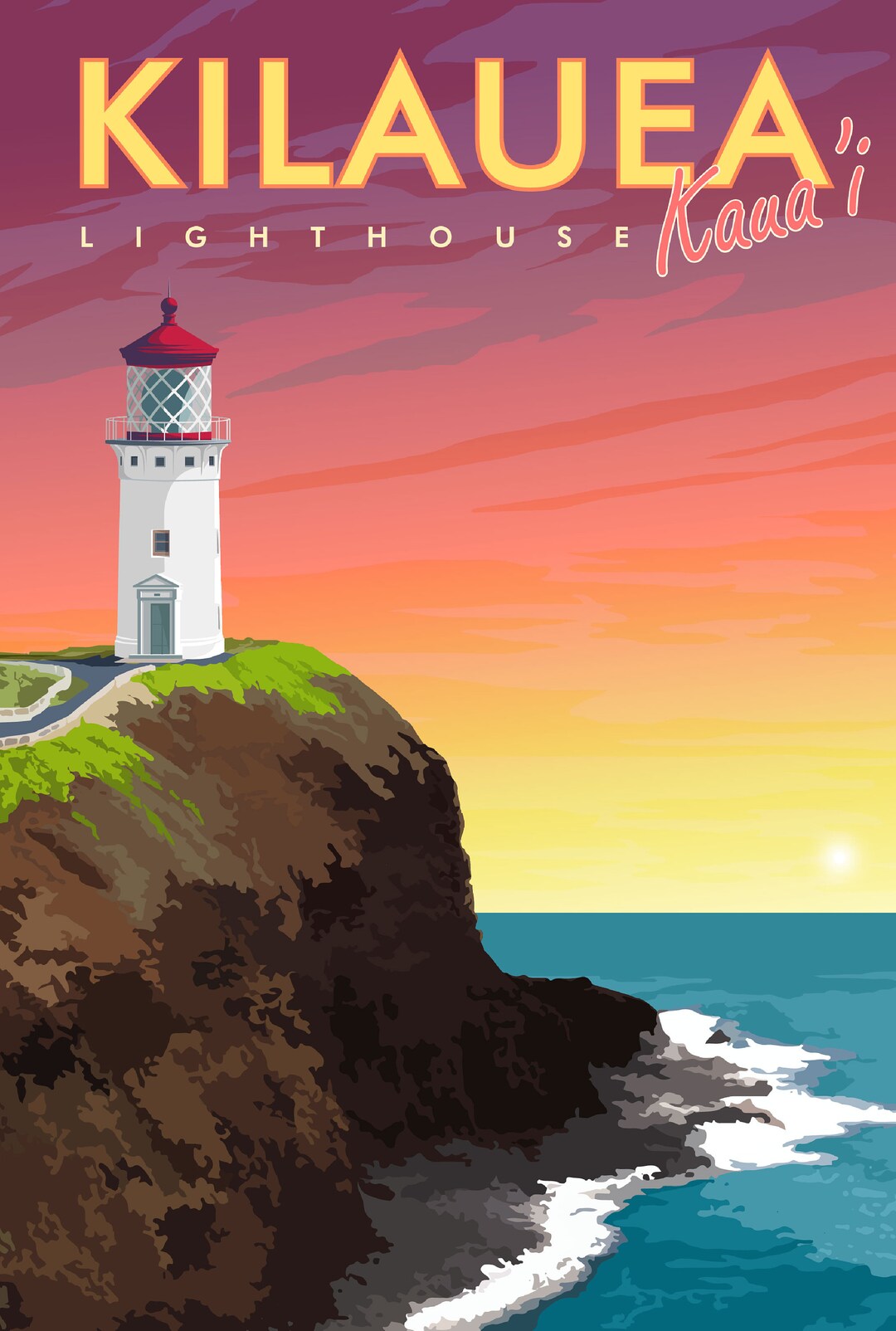 Kilauea Lighthouse Kauai Metal Sign • Aluminum Hawaii Sign ...