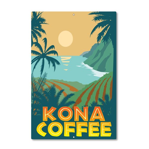 Vintage Coffee Sign Kona Coffee Hawaii Metal Sign Hawaii | Etsy
