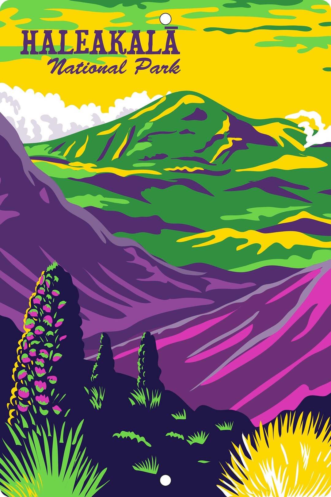 Haleakala Maui Metal Sign, Hawaii Wall Art, Vintage WPA Style - Etsy