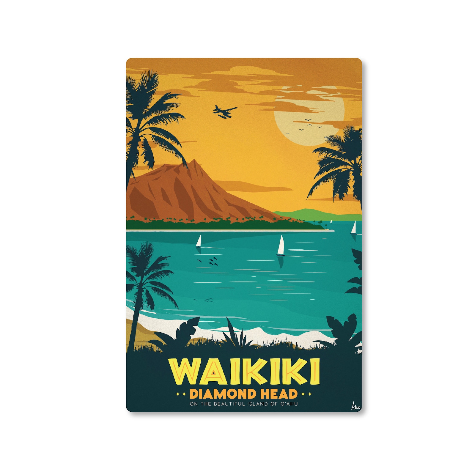Hawaii Wall Art Waikiki Hawaii Metal Sign Coastal Decor - Etsy