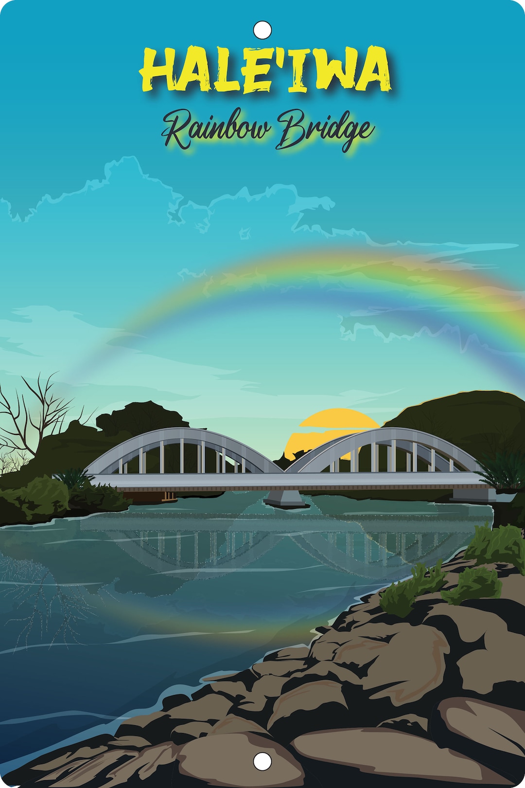 Haleiwa Oahu Hawaii Metal Sign, Hawaii Wall Art, Rainbow Bridge - Etsy