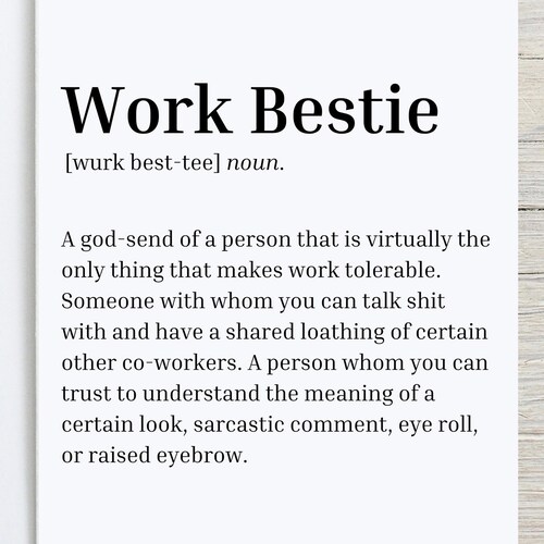 Work Bestie Card Funny Gift for Coworker Work Bestie Gift | Etsy