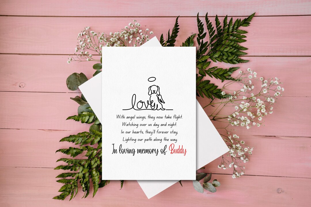 Personalized Pet Memorial Card, Dog Sympathy Card, Customized Pet Card ...
