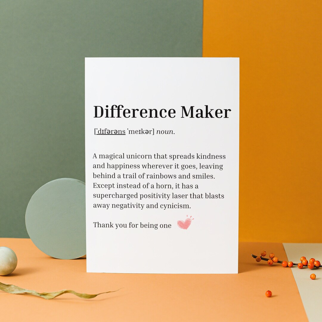 Difference Maker Card, Motivation Card, Friend Gift, Card for Coworker ...