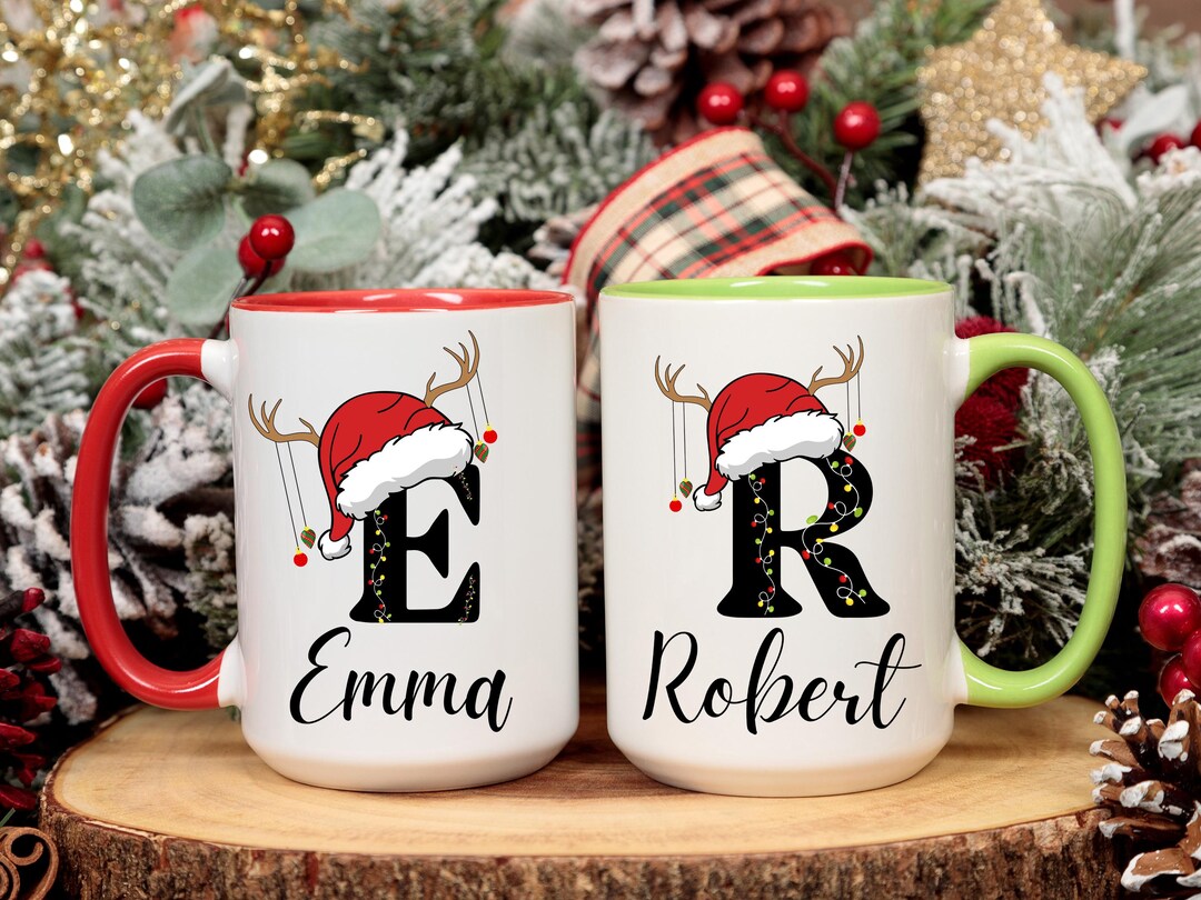 Custom Christmas Family Mug With Name and Monogram, Personalized Coffee ...