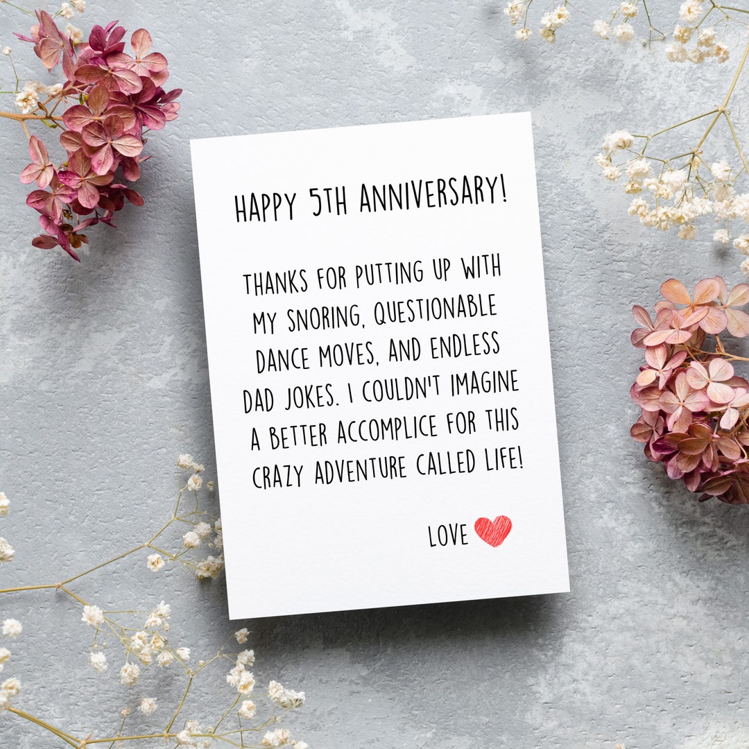 5th Anniversary Card, 5th Anniversary Gifts for Husband, 5 Year ...