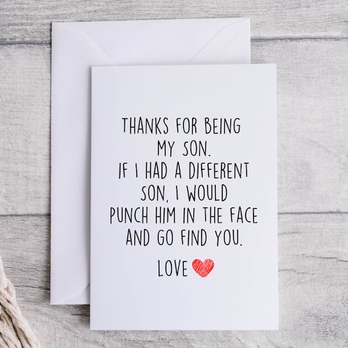 Son Card Funny Card for Son Thank You for Being My Son - Etsy