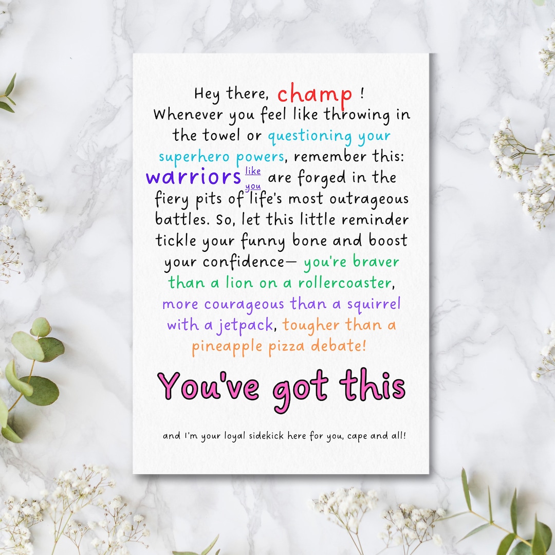 Funny Encouragement Card, Hilarious Warrior Card, Card for Bestie ...