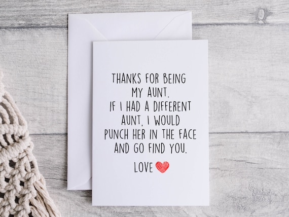 Aunt Card Funny Card for Aunt Thank You for Being My Aunt - Etsy