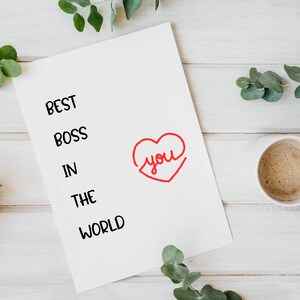 Boss Gift, Best Boss in the World, Boss Appreciation Card, Boss Day ...