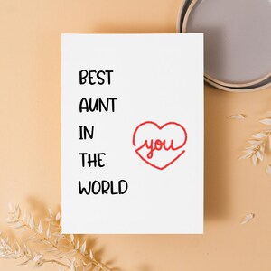 Aunt Card, Best Aunt in the World, Funny Card for Aunt, Thank You for ...