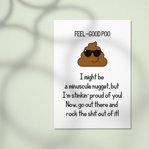 Funny Encouragement Card, Cute Positive Poo Card, Unique Desk Decor ...